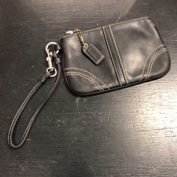 Coach | Bags | Coach Small Black Soft Smooth Leather Mini Purse ...